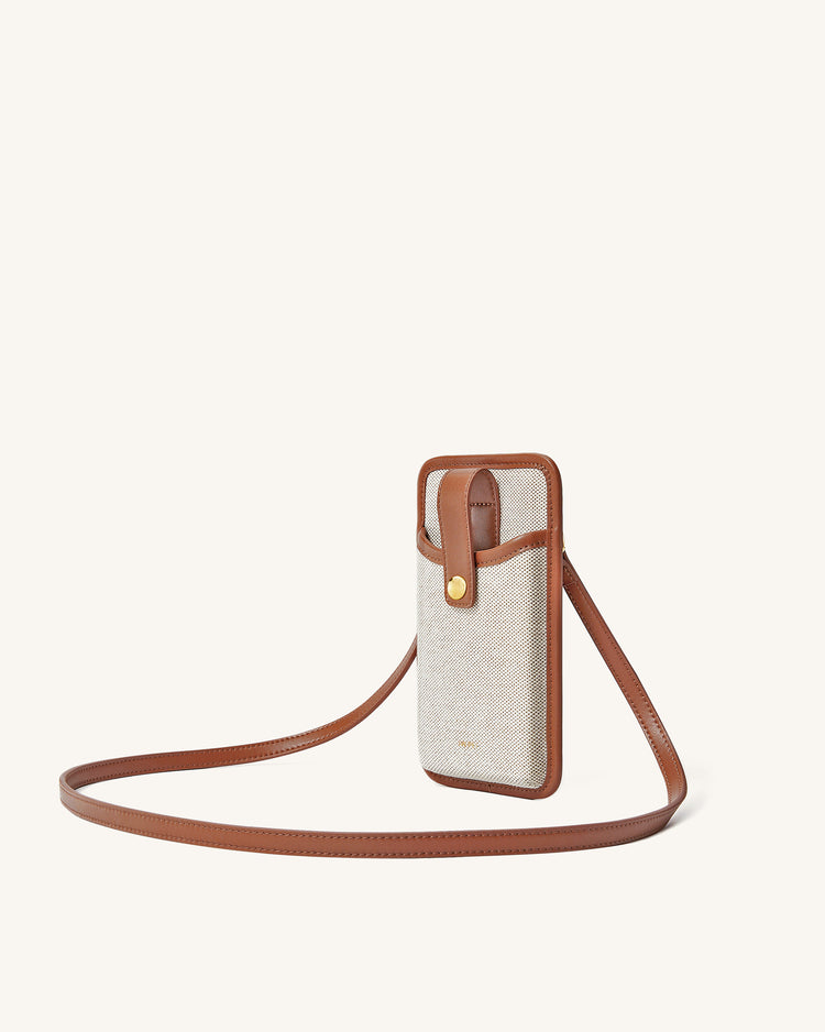 Aylin Canvas Phone Bag - Brown - JW PEI