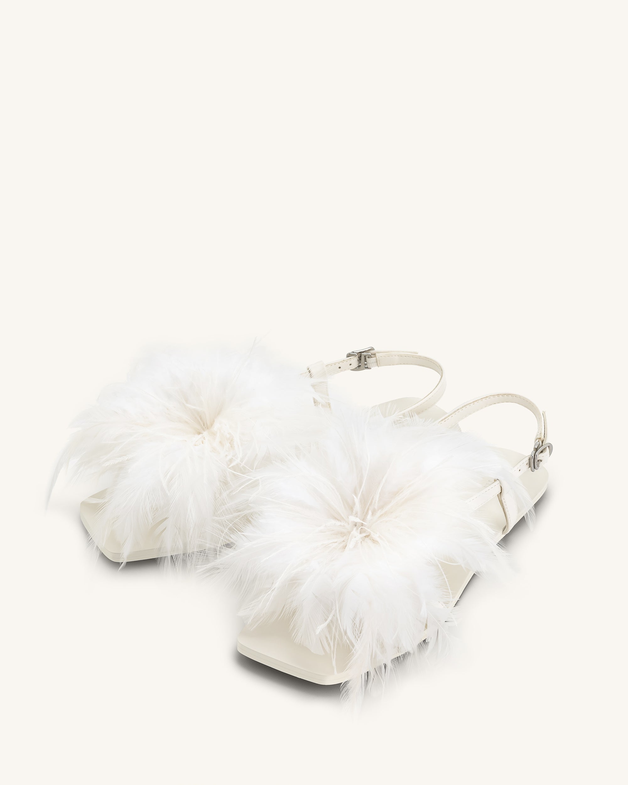 Fluffy Flats Sandals - White | JW PEI