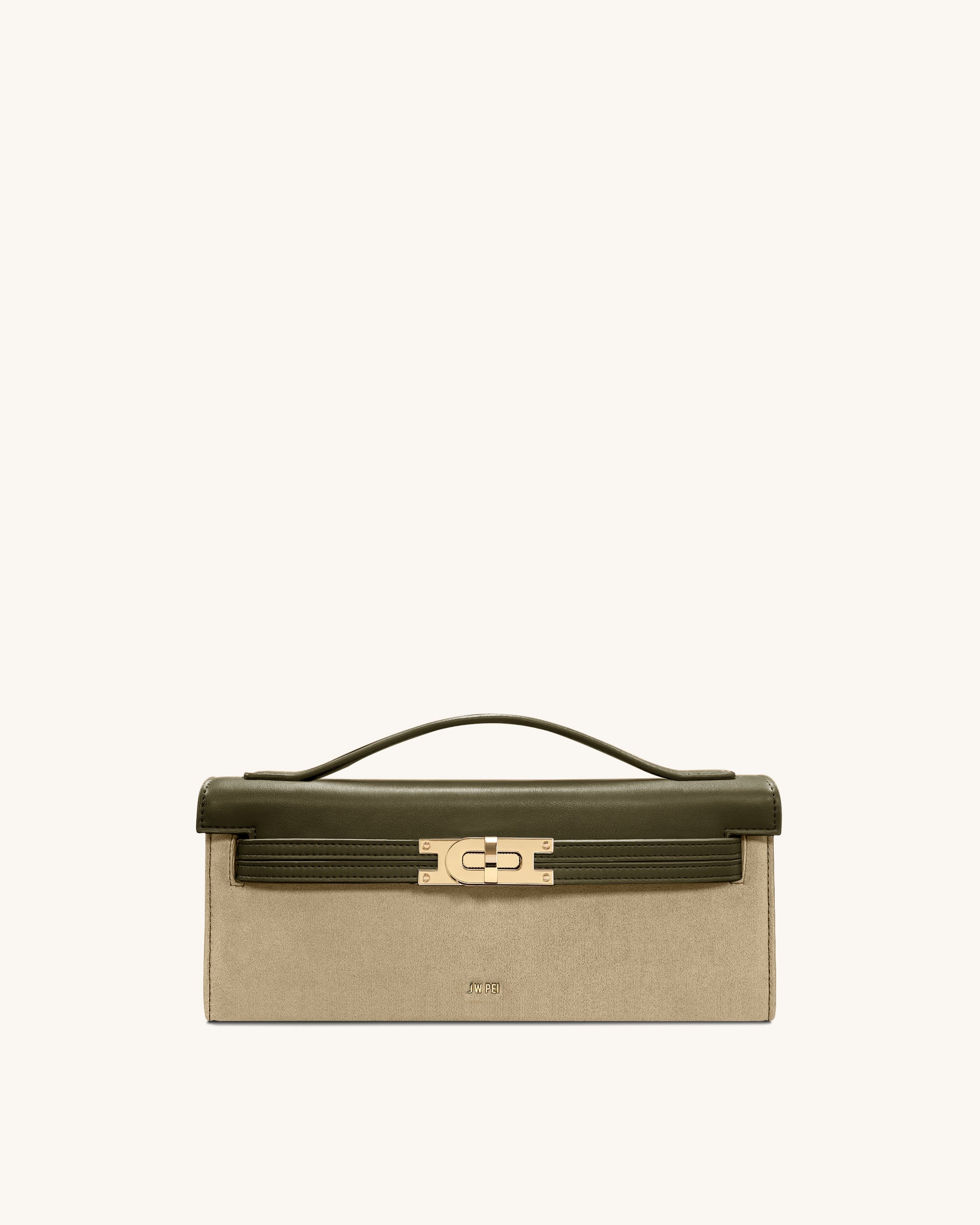 Bria Faux Suede Structured Top Handle Bag - Dark Olive | JW PEI