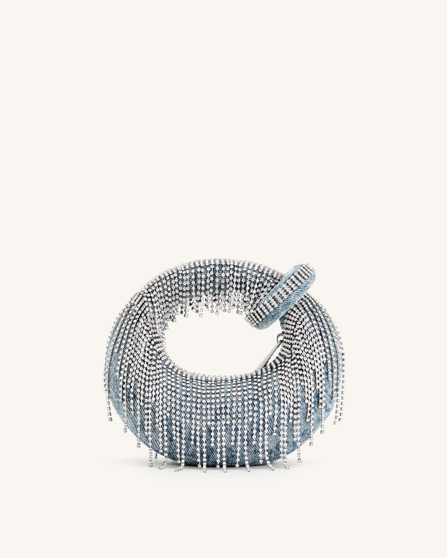 Abacus Denim Artificial Crystal Mini Top Handle Bag - Blue - JW PEI