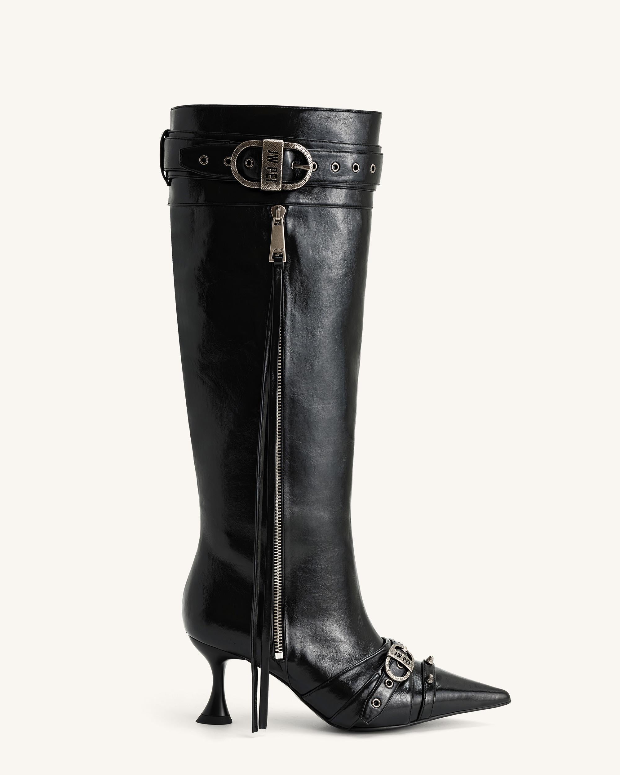 Nico Faux Fur Studded Boot - Black - JW PEI