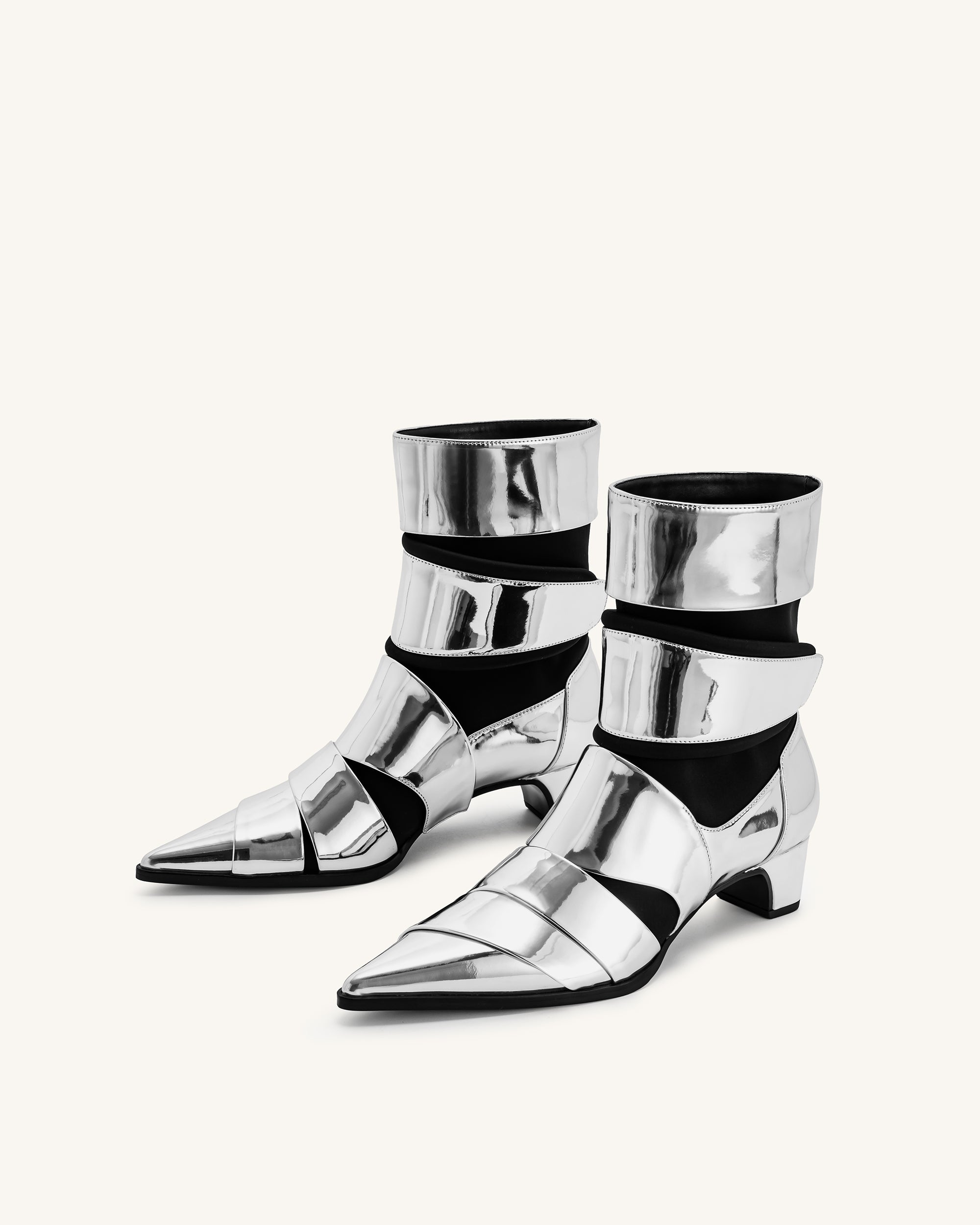 Emily Strap Ankle Boots - Silver | JW PEI