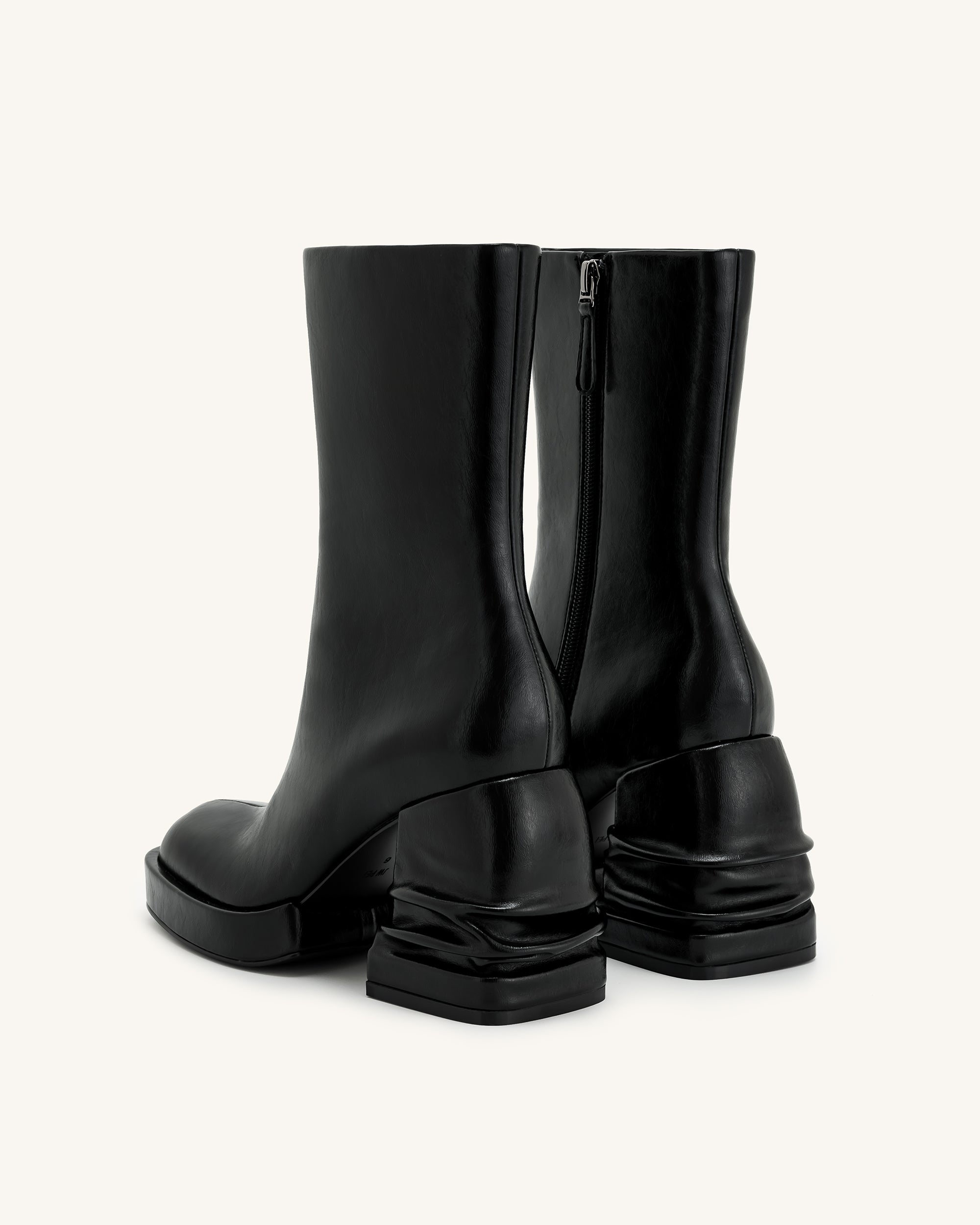 Saylor Round Toe Platform Ankle Boots - Black - JW PEI