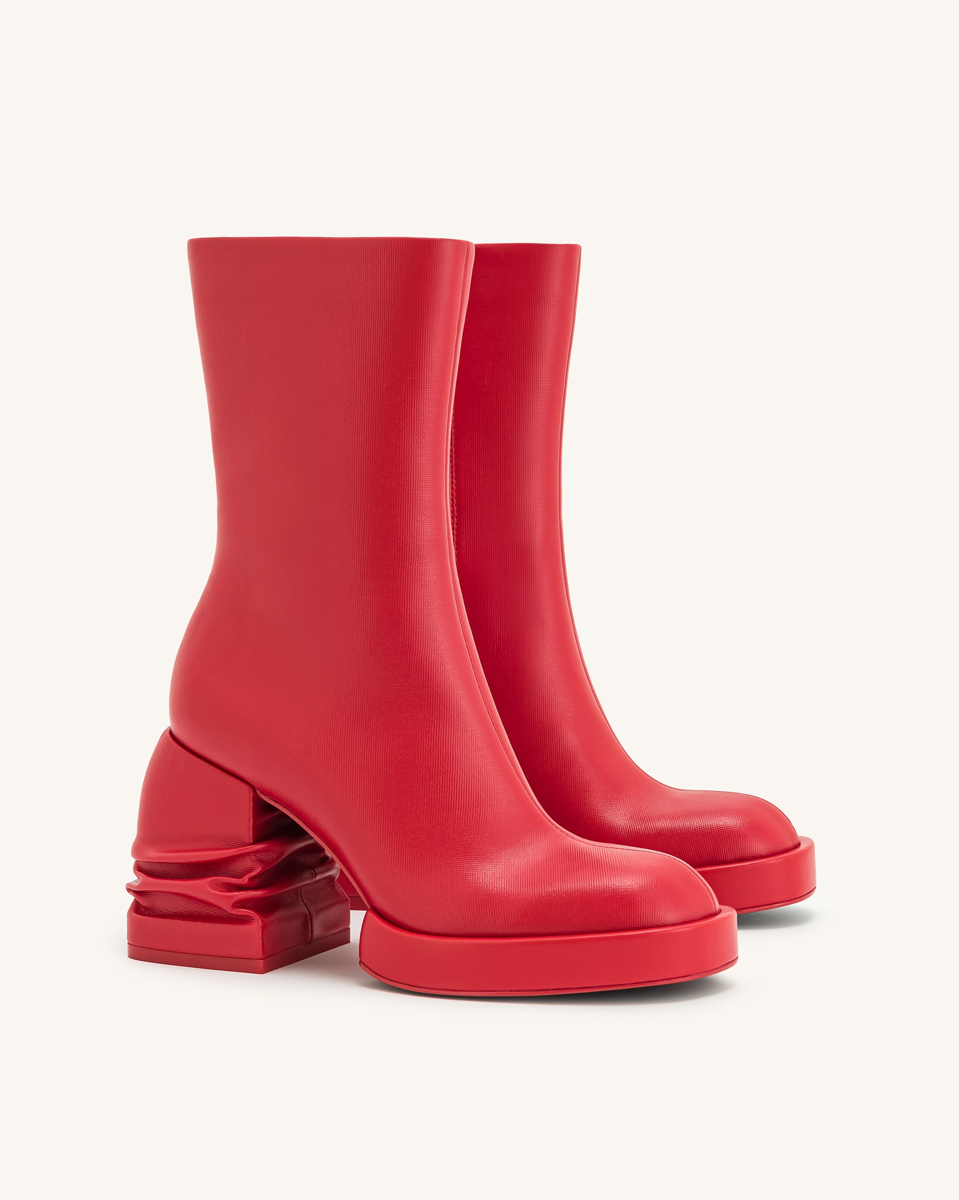 Saylor Round Toe Platform Ankle Boots - Red - JW PEI