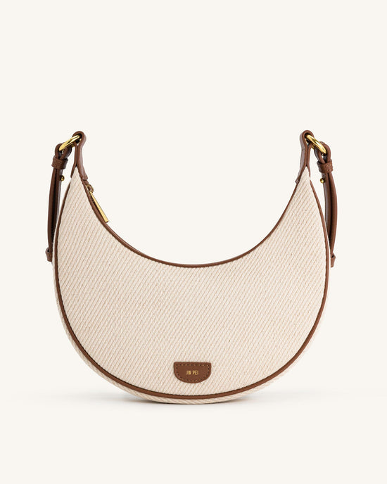 Carly Medium Shoulder Bag - Brown Canvas - JW PEI
