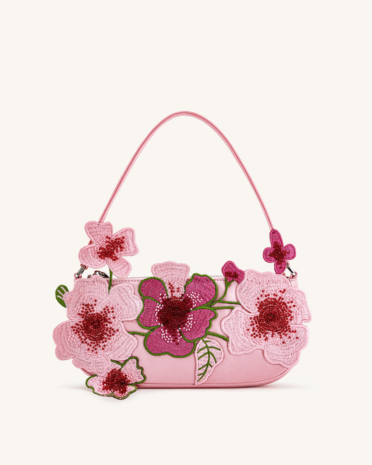 Leona Bead Embellished Shoulder Bag - Pink - JW PEI