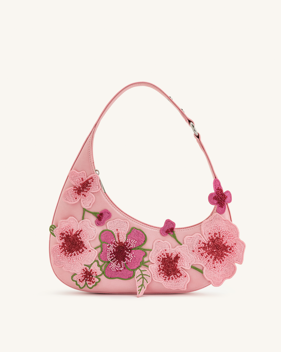 Harlee Embroidered Shoulder Bag - Pink - JW PEI