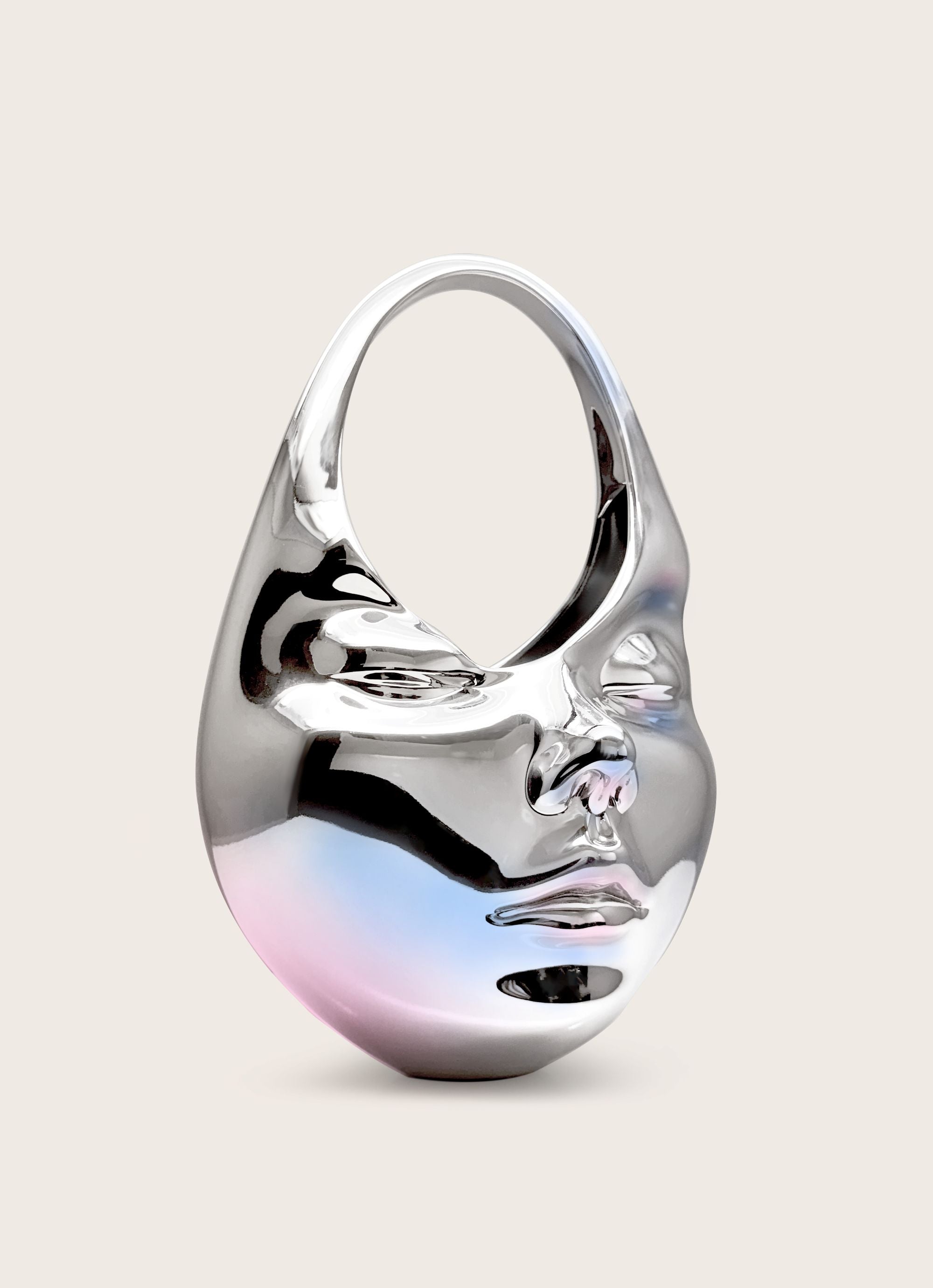 Lillian Face Crescent Top Handle Bag - Silver | JW PEI