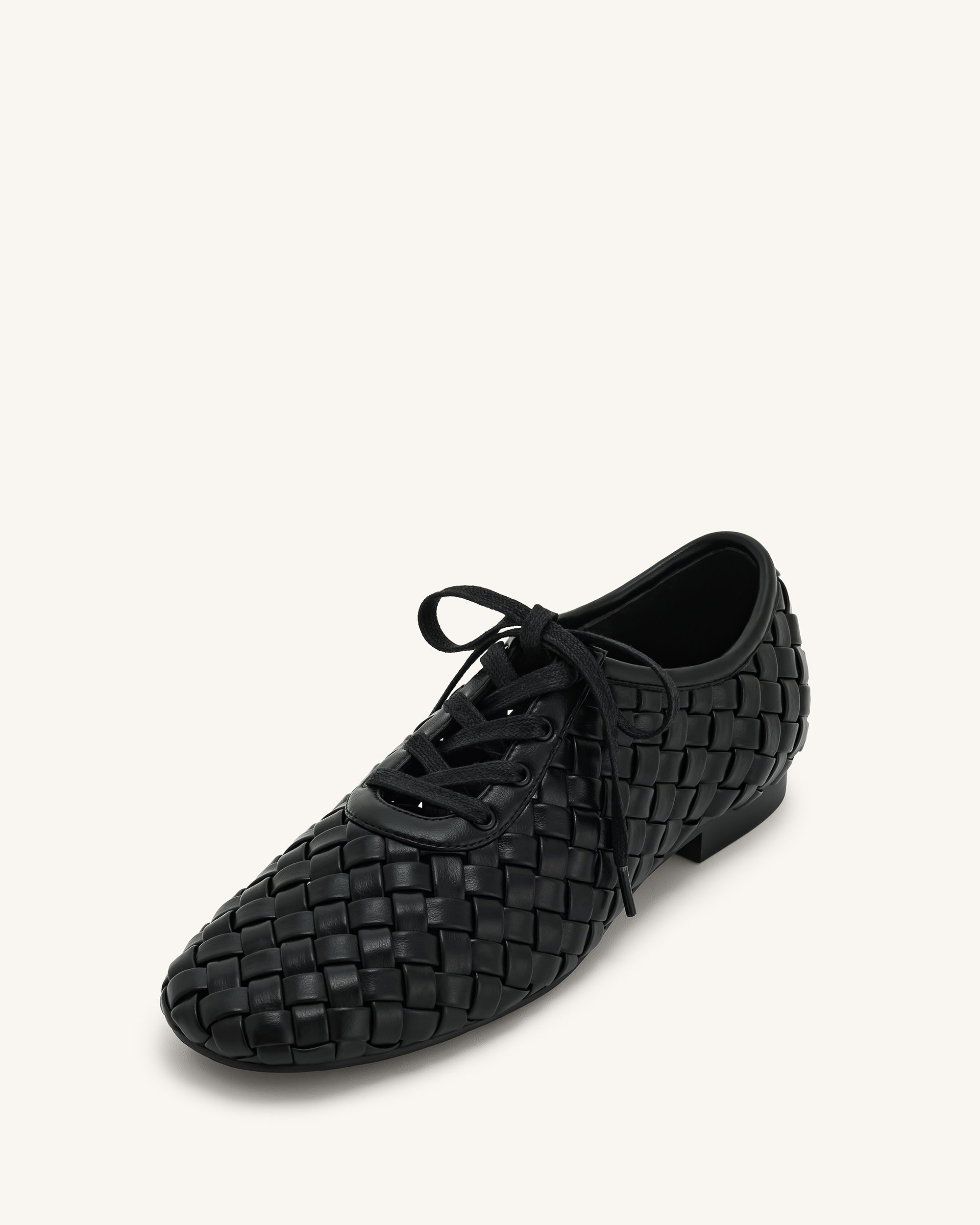 Kayla Weave Strap Flat Shoes - Black - JW PEI