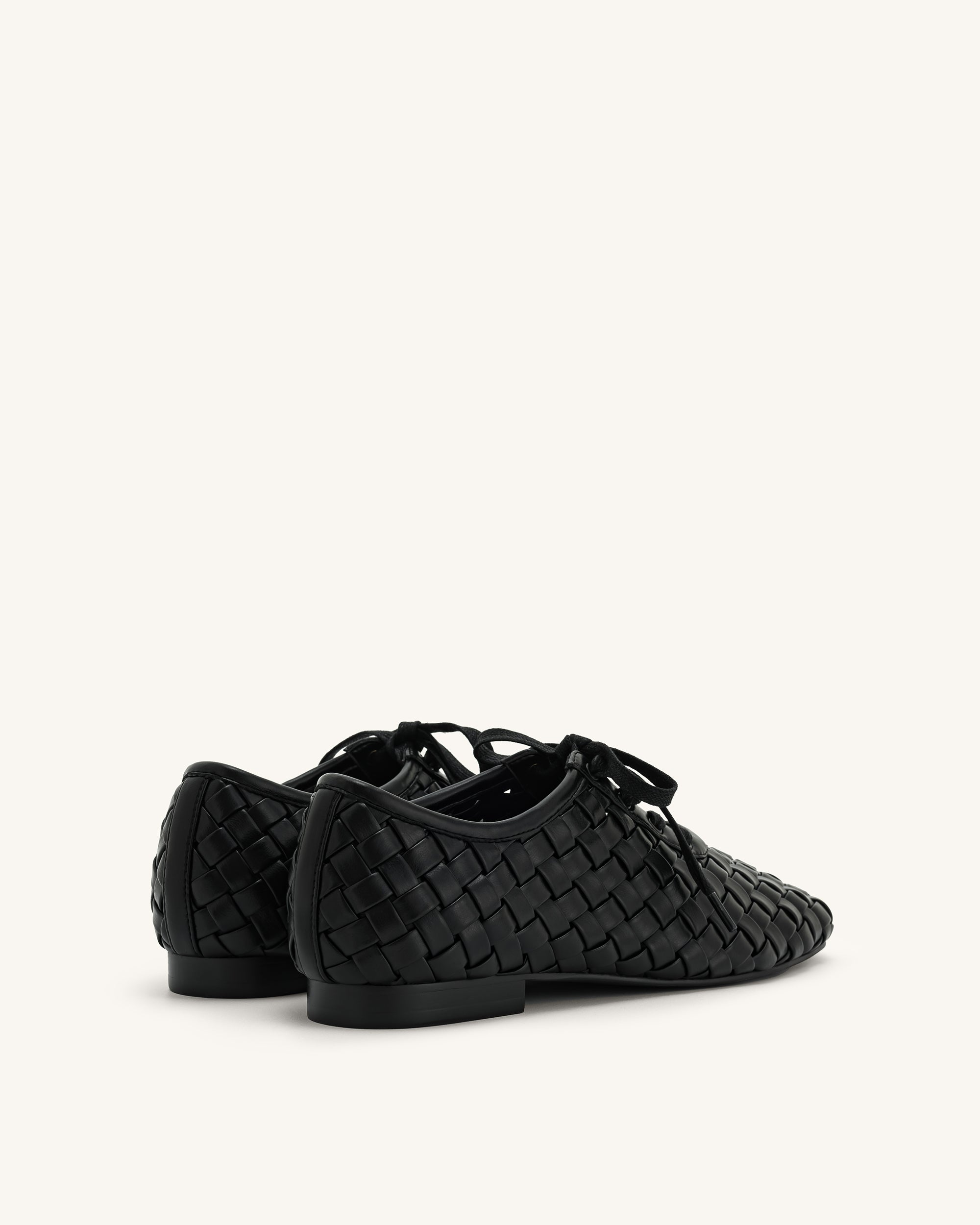 Kayla Weave Strap Flat Shoes - Black - JW PEI