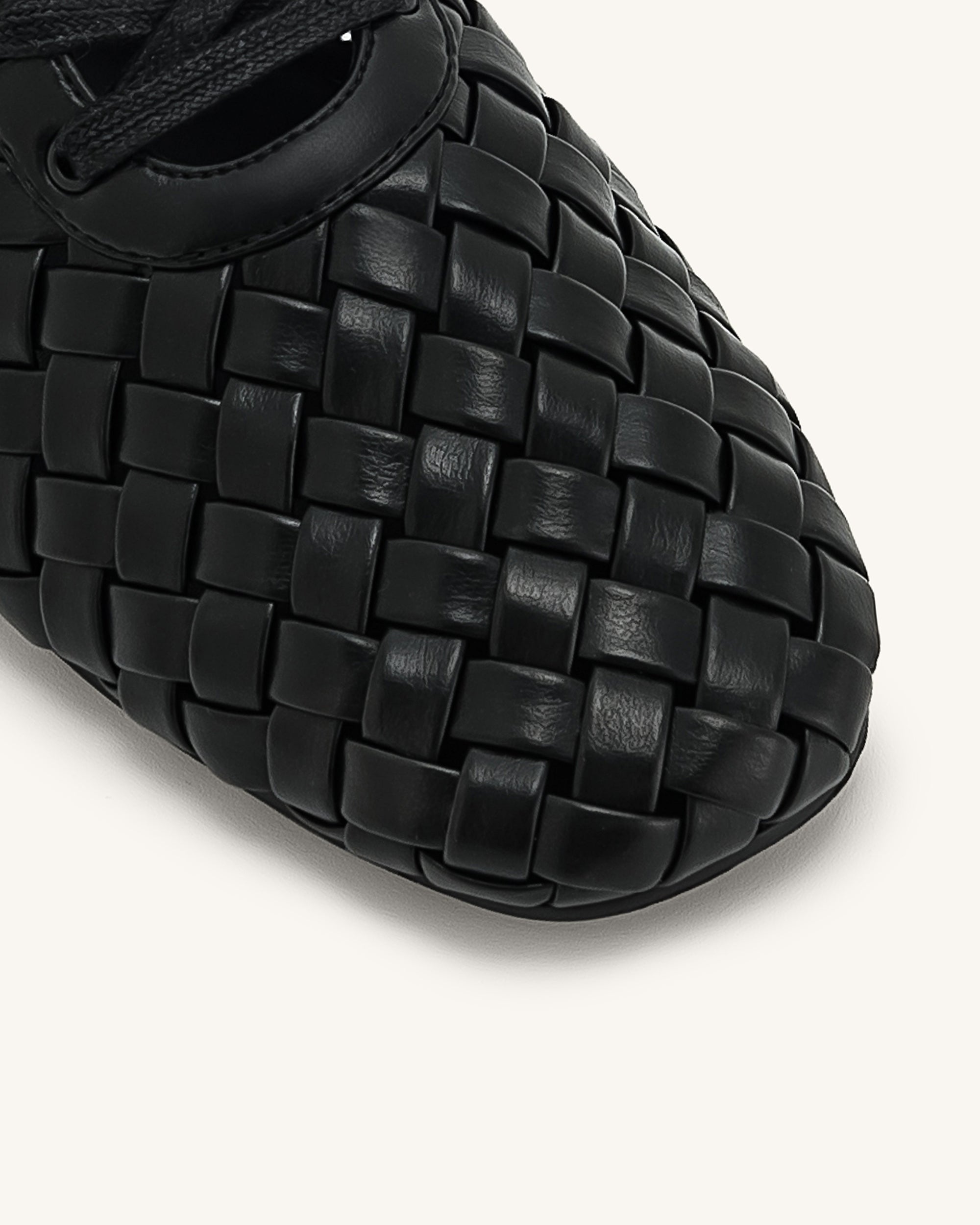 Kayla Weave Strap Flat Shoes - Black - JW PEI