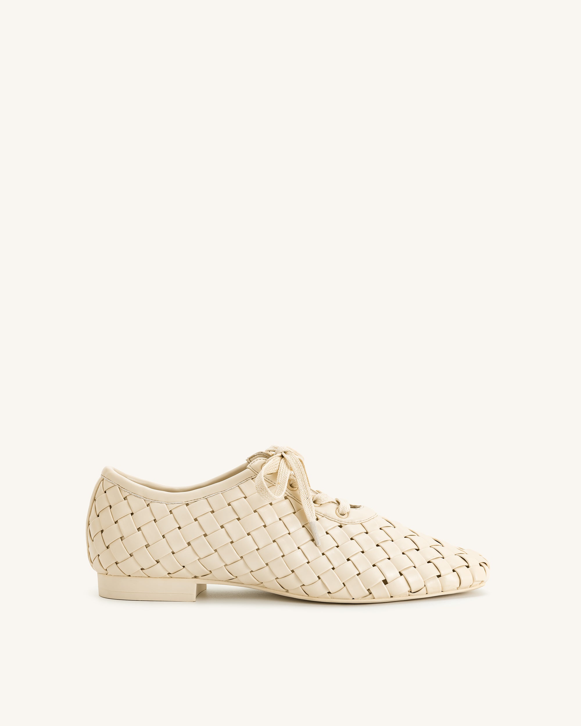 Kayla Weave Strap Flat Shoes - Beige | JW PEI