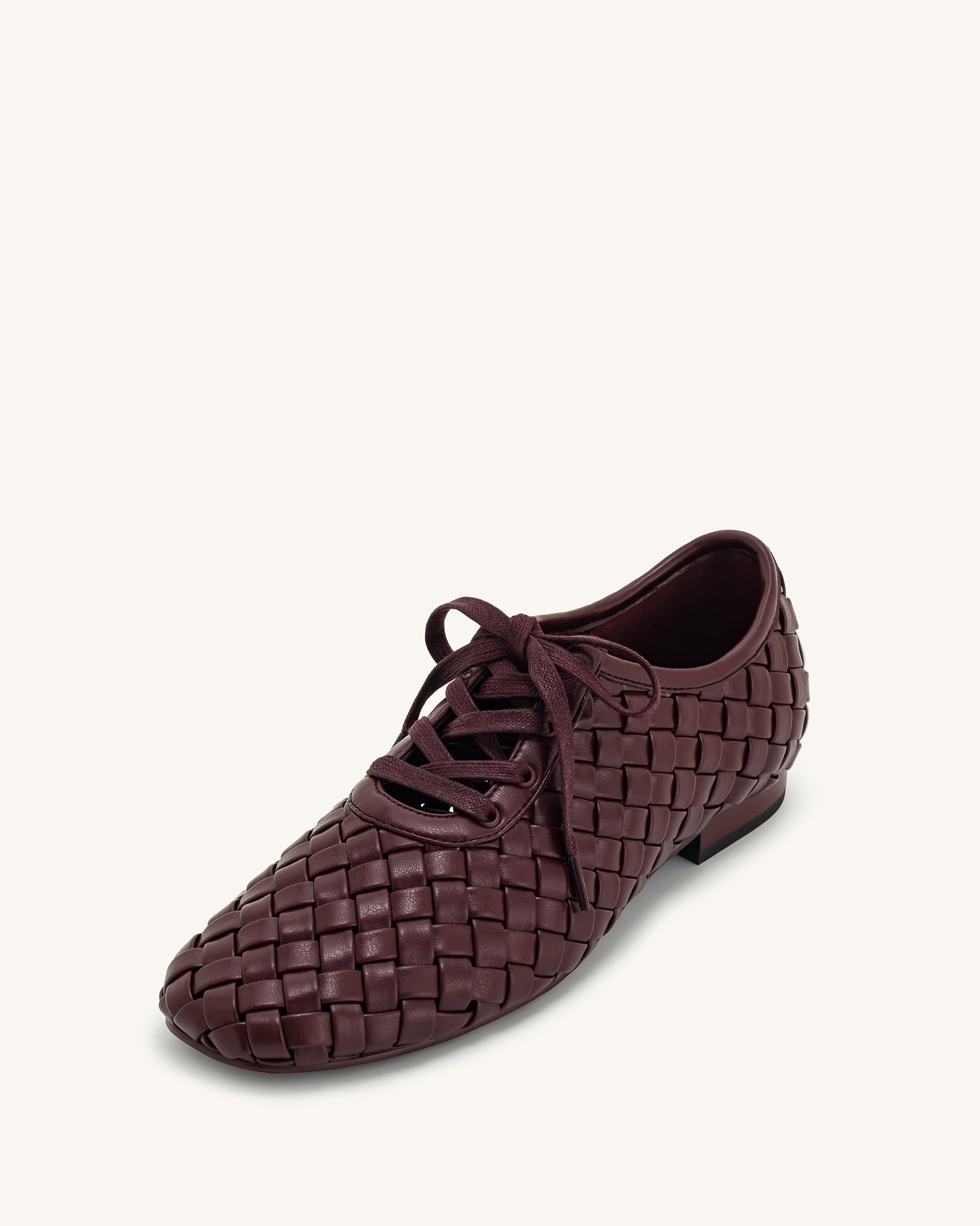 Kayla Weave Strap Flat Shoes - Claret Red - JW PEI