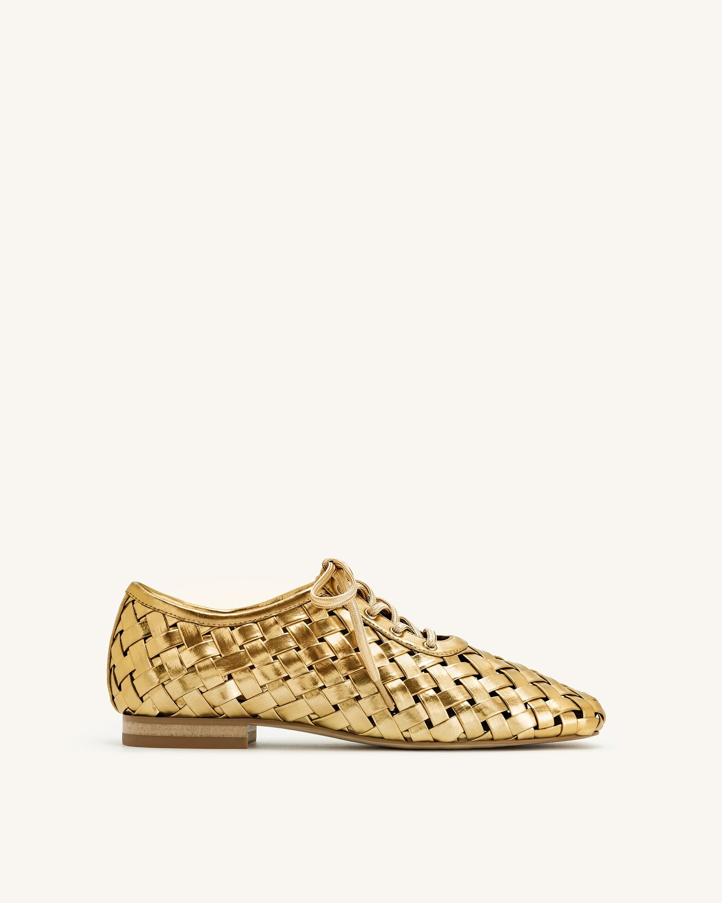 Kayla Weave Strap Flat Shoes - Gold - JW PEI