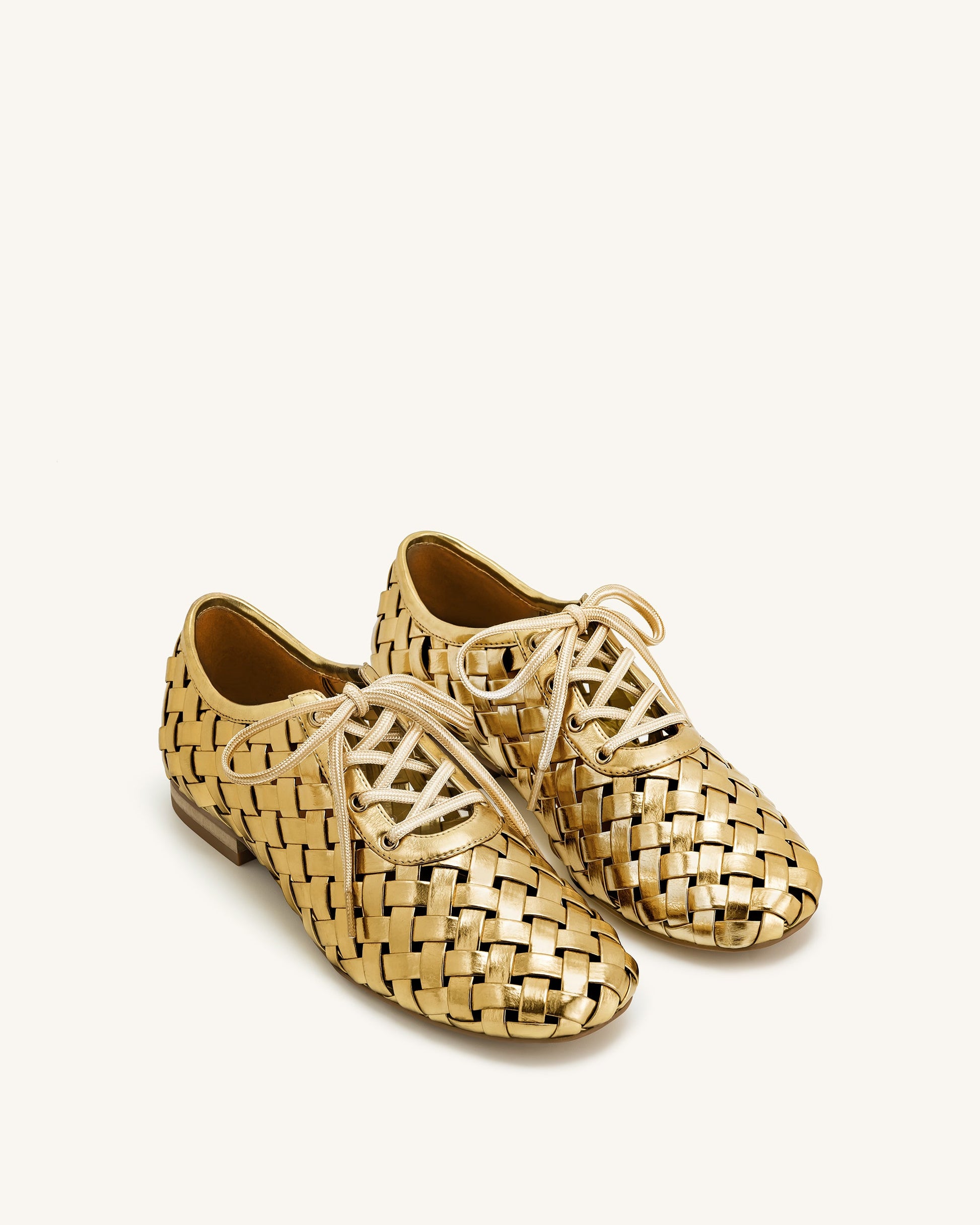 Kayla Weave Strap Flat Shoes - Gold - JW PEI