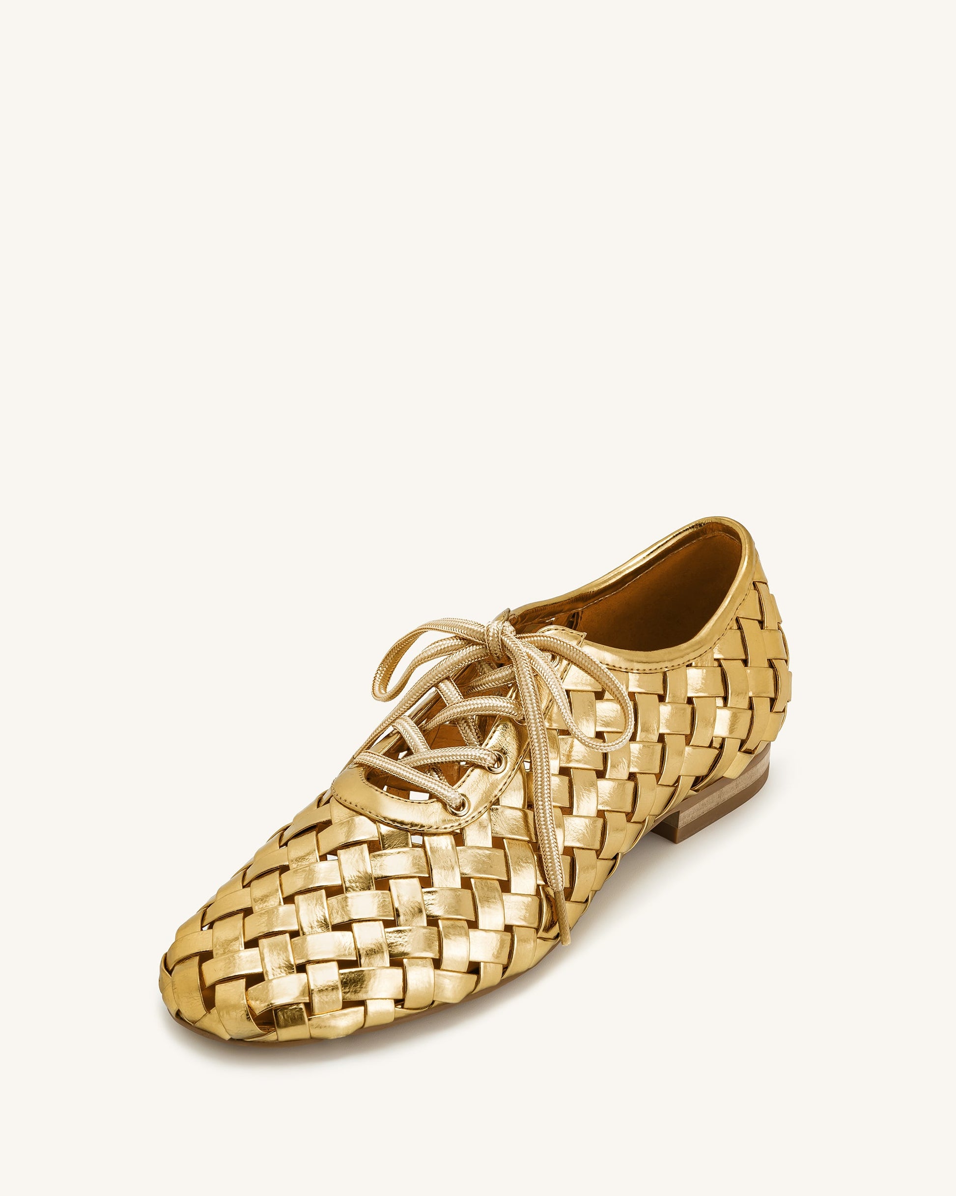 Kayla Weave Strap Flat Shoes - Gold - JW PEI