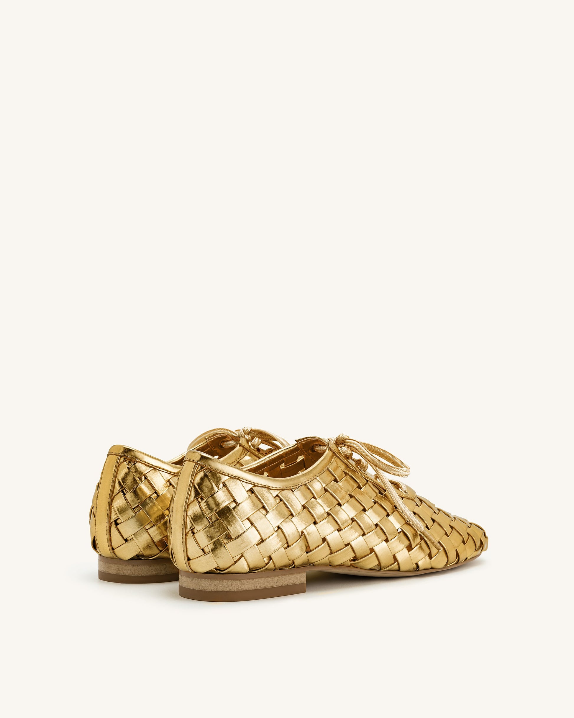 Kayla Weave Strap Flat Shoes - Gold - JW PEI