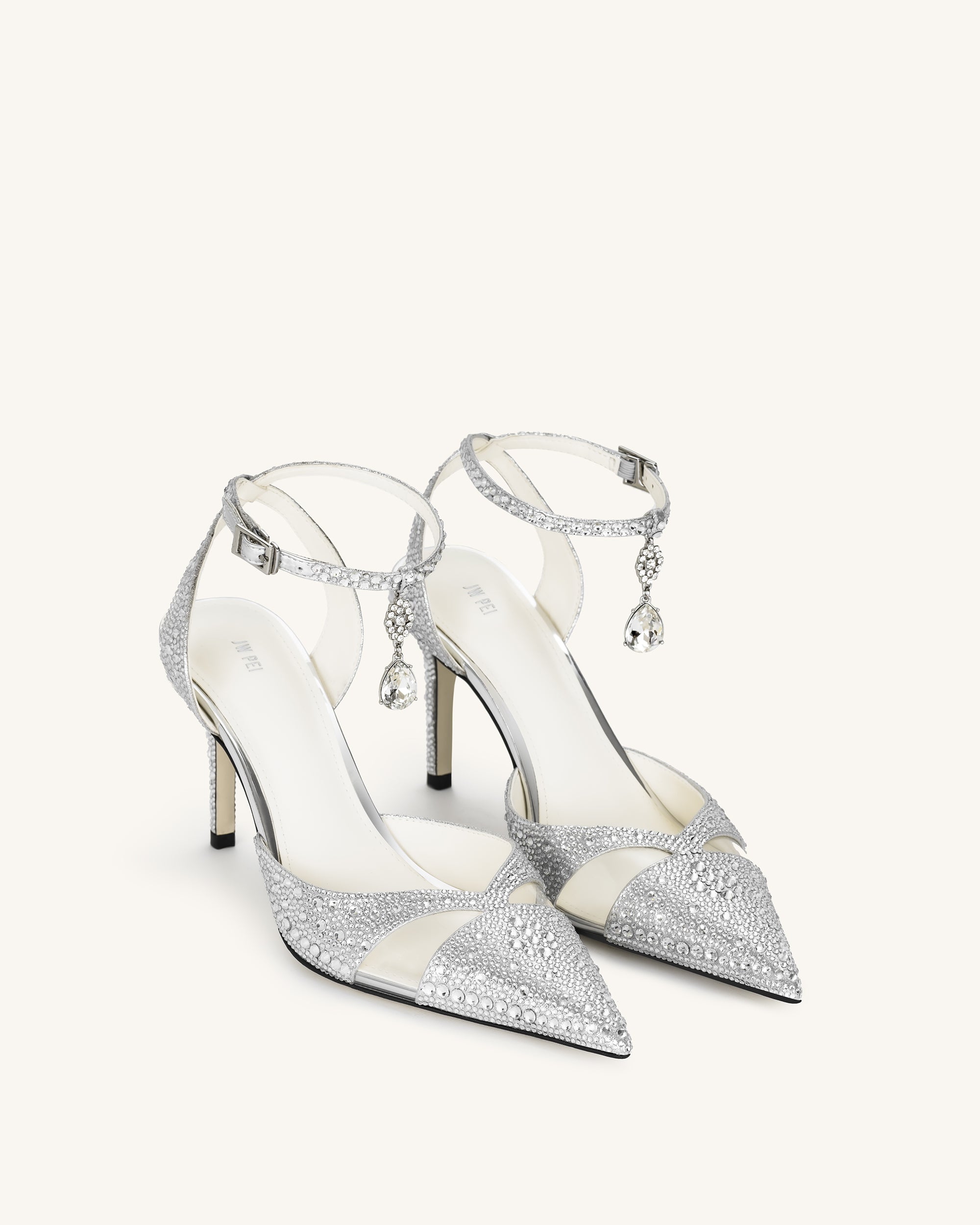 Haidi Artificial Crystal Pumps - Silver - JW PEI