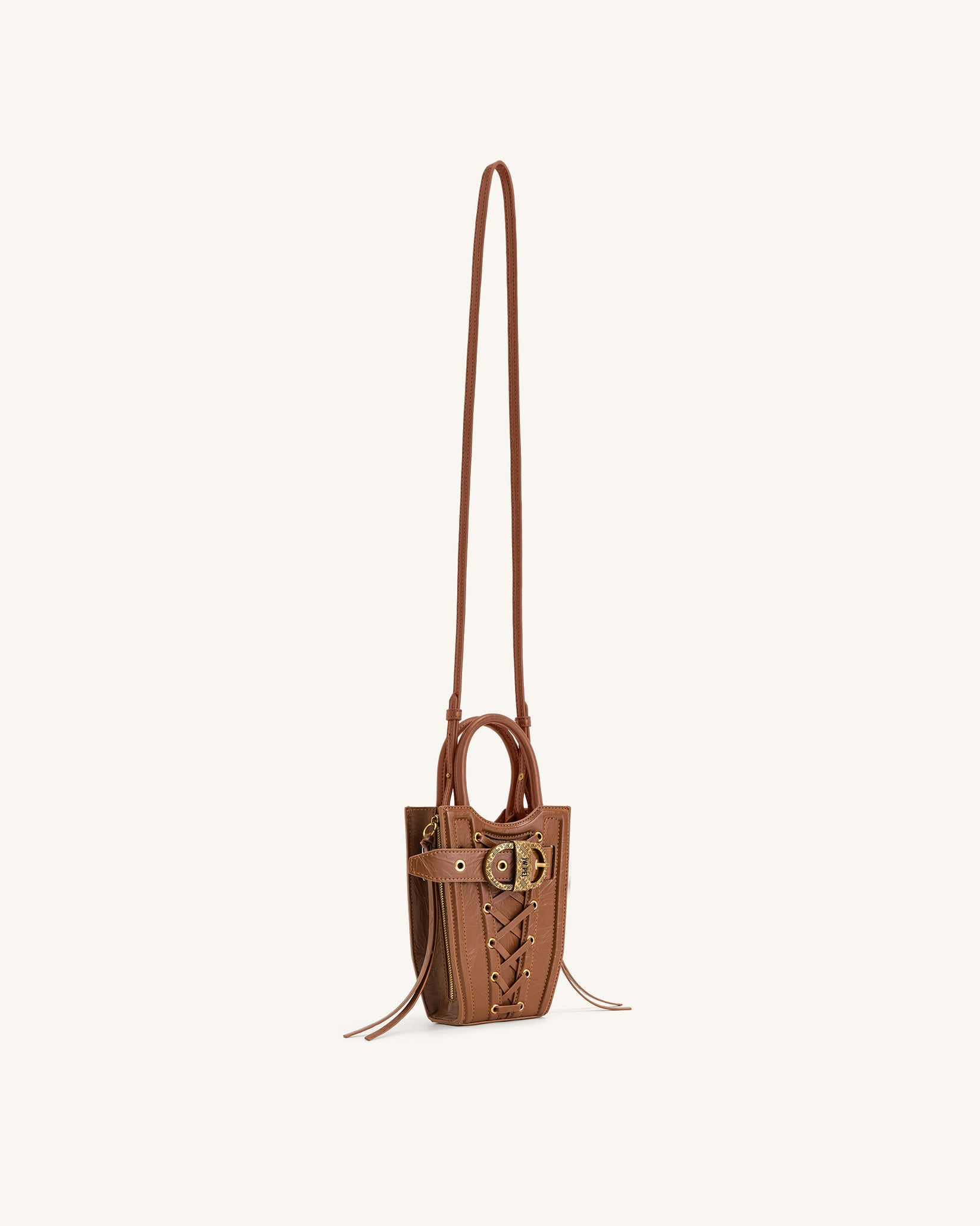 FEI Crushed Straps Phone Bag - Brown - JW PEI