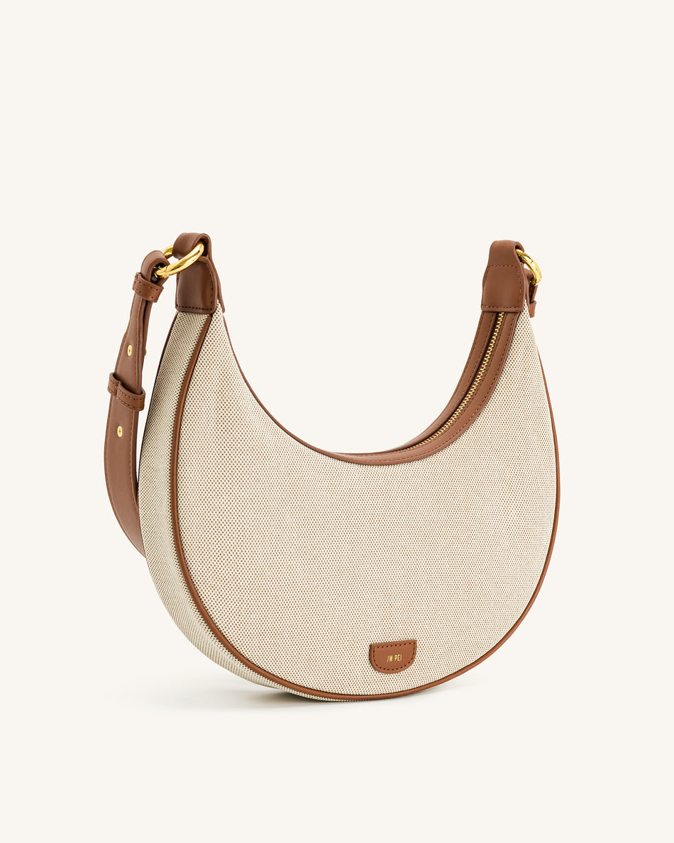 Carly Canvas Saddle Bag - Beige - JW PEI