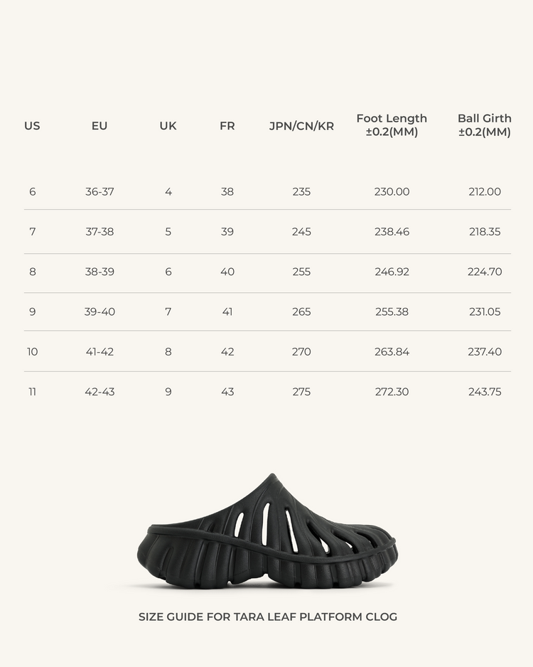 Tara Leaf Platform Clog - Black - JW PEI